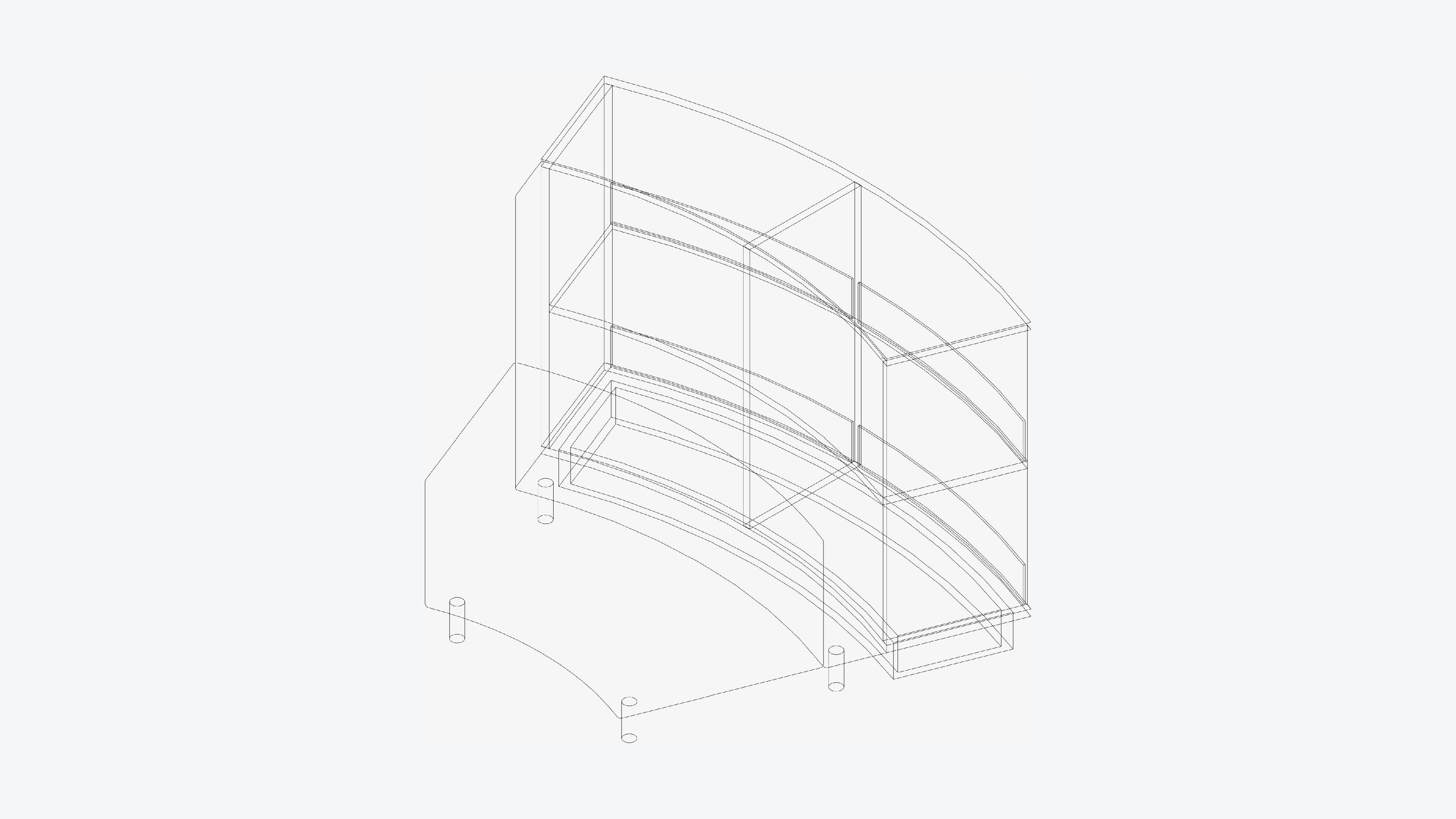 3D model Shelving - Library - Integral - Curve - 2 Tier - Seating VR ...