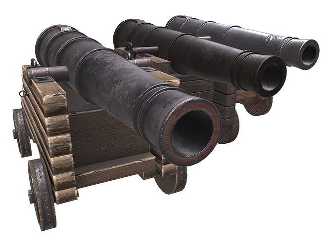 3D model Pirate naval cannon pack VR / AR / low-poly | CGTrader