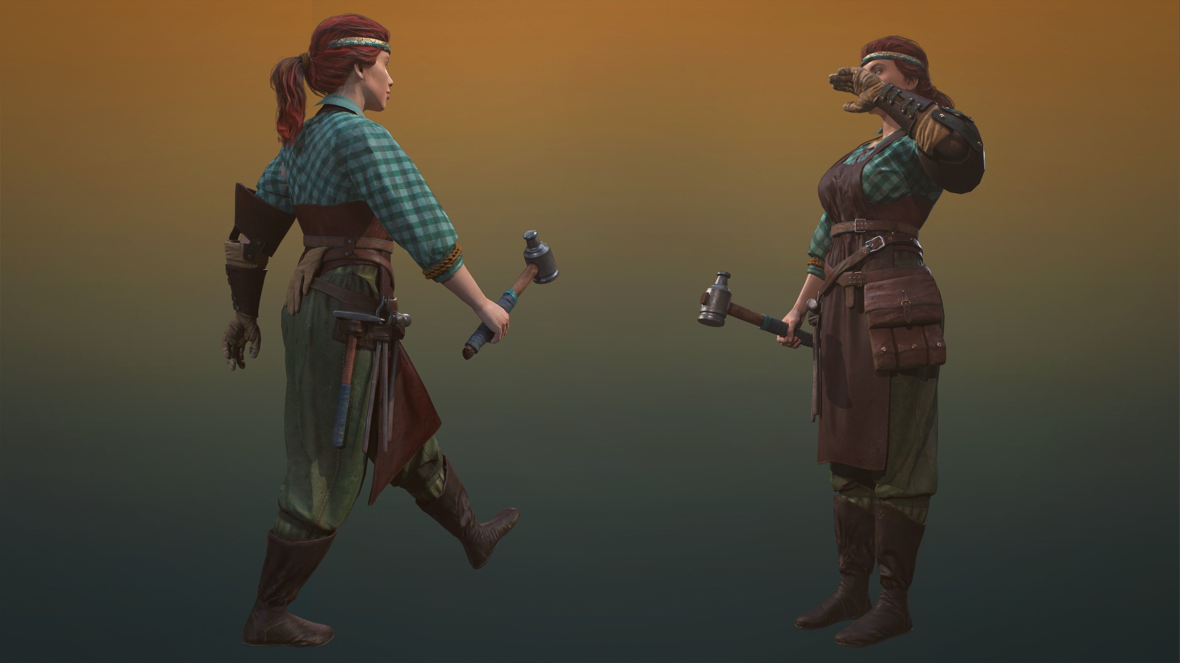 3D model Blacksmith gameready with 29 animations VR / AR / low-poly ...