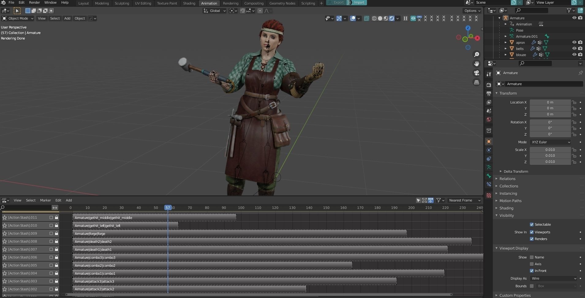 3D model Blacksmith gameready with 29 animations VR / AR / low-poly ...