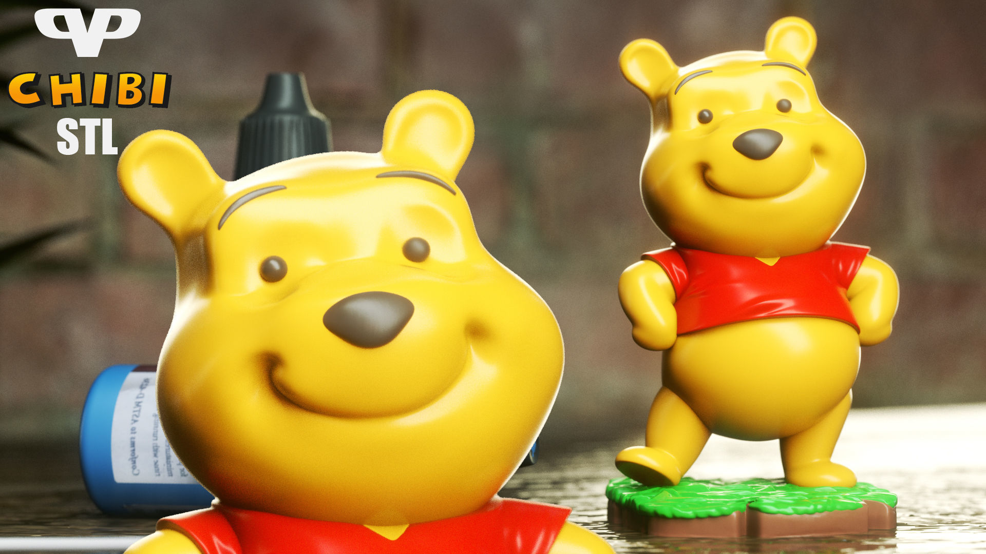 Winnie The Pooh Chibi STL for 3D Printing ChibiSTL 3DXM 3D model 3D ...