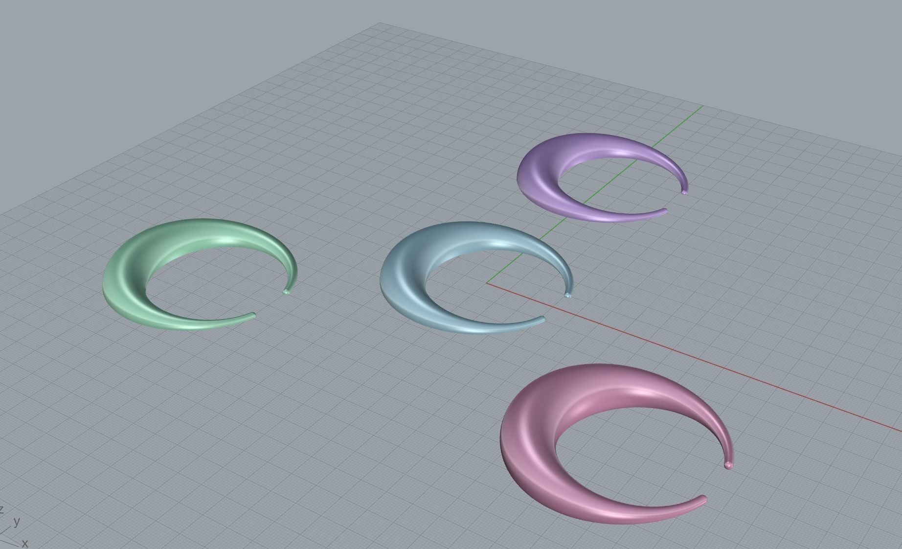 Round Crescent Moon 4 versions free 3D model 3D printable | CGTrader