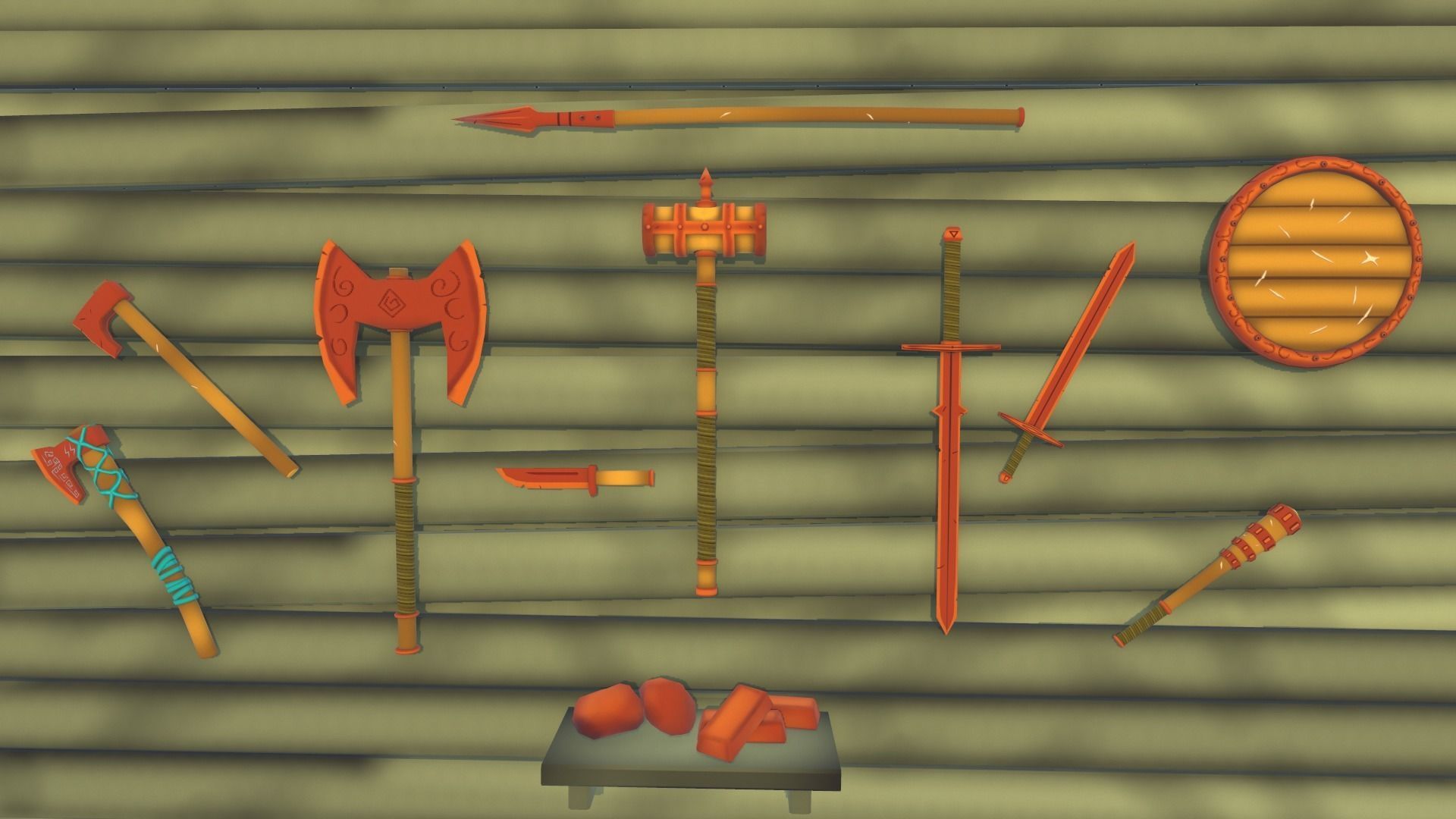 Copper Weapon Low Poly Toon Style 3D model | CGTrader