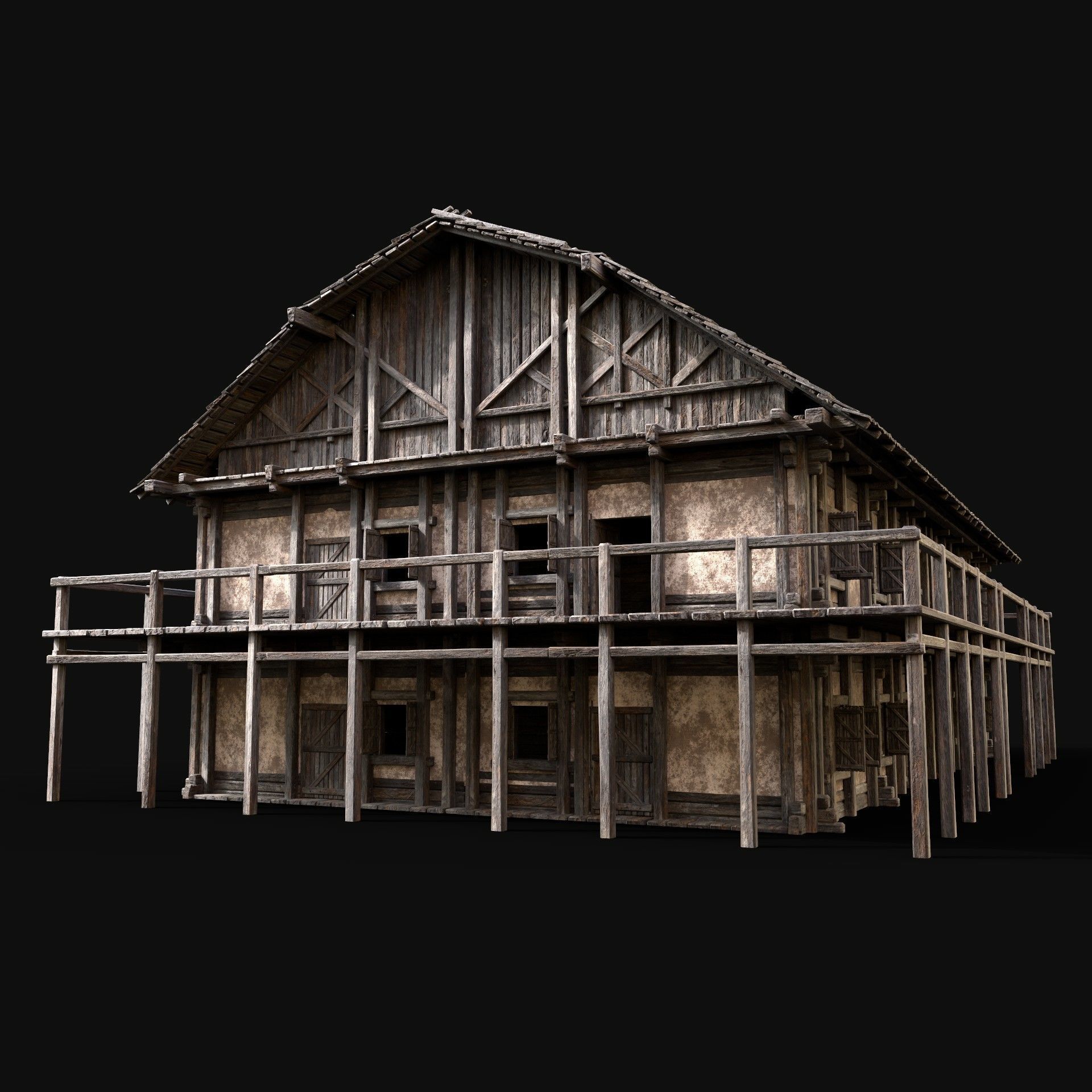 MEDIEVAL INDUSTRIAL HOUSE TAVERN INN VILLAGE FARM HUT COLLECTION | CGTrader