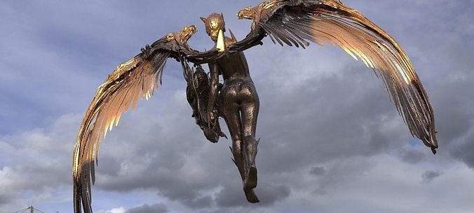 Atlantis Angel Female shield sculpture 7 3D model | CGTrader