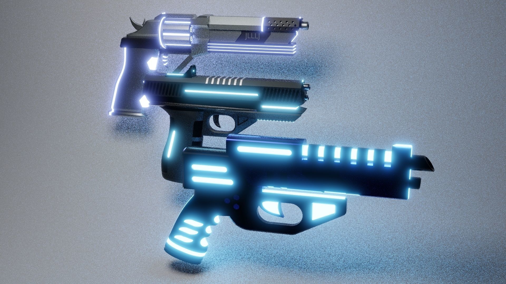 3D model Neon Guns And Revolver bundle VR / AR / low-poly | CGTrader