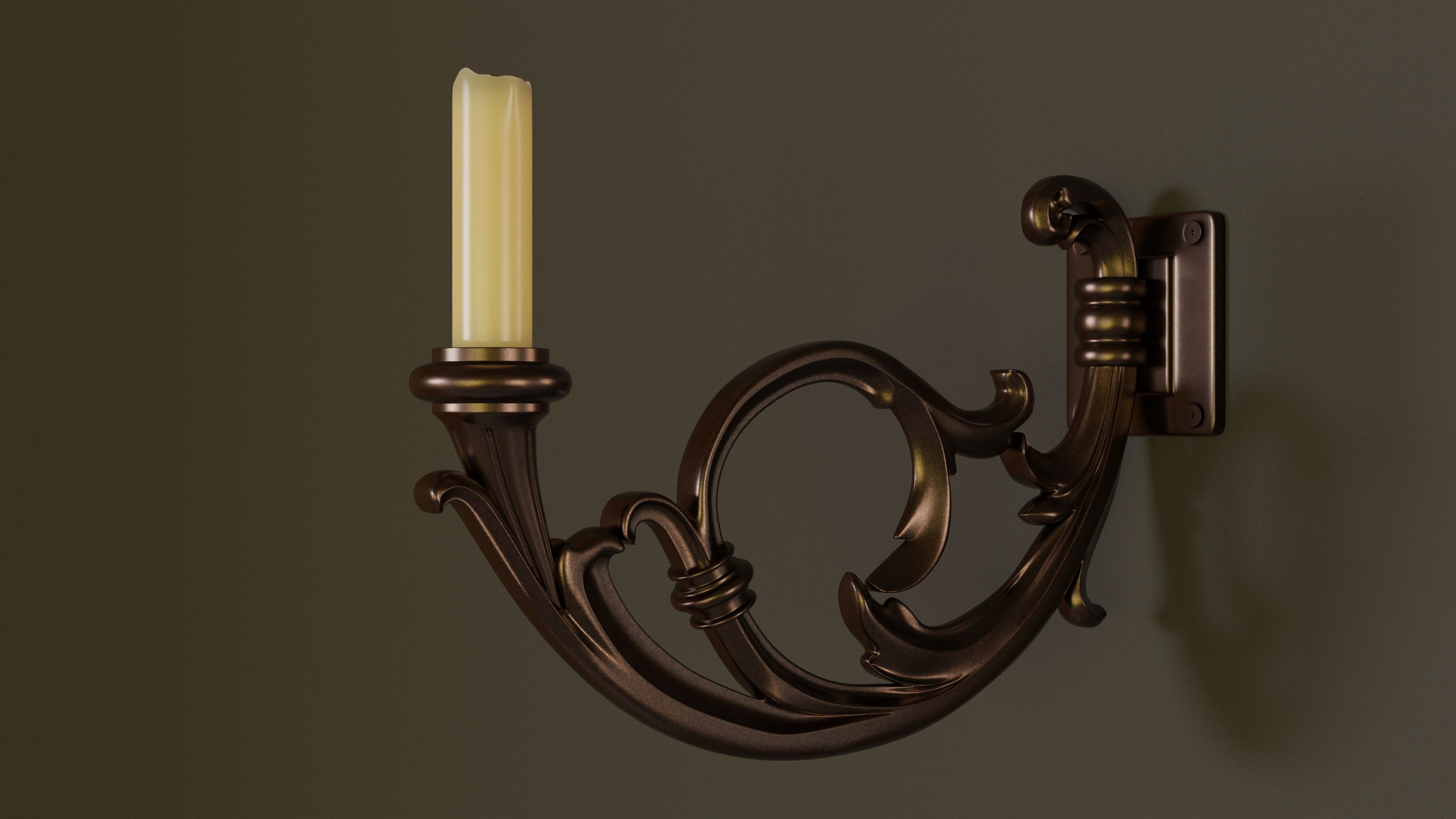 Classic wall candle lamp free VR / AR / low-poly 3D model | CGTrader