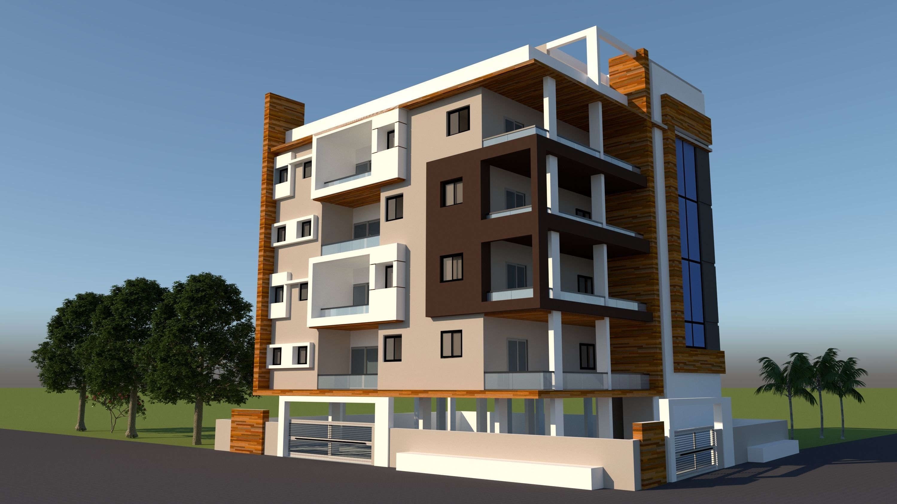 front 3d elevation of 5 strorey building 3D model 3D printable | CGTrader