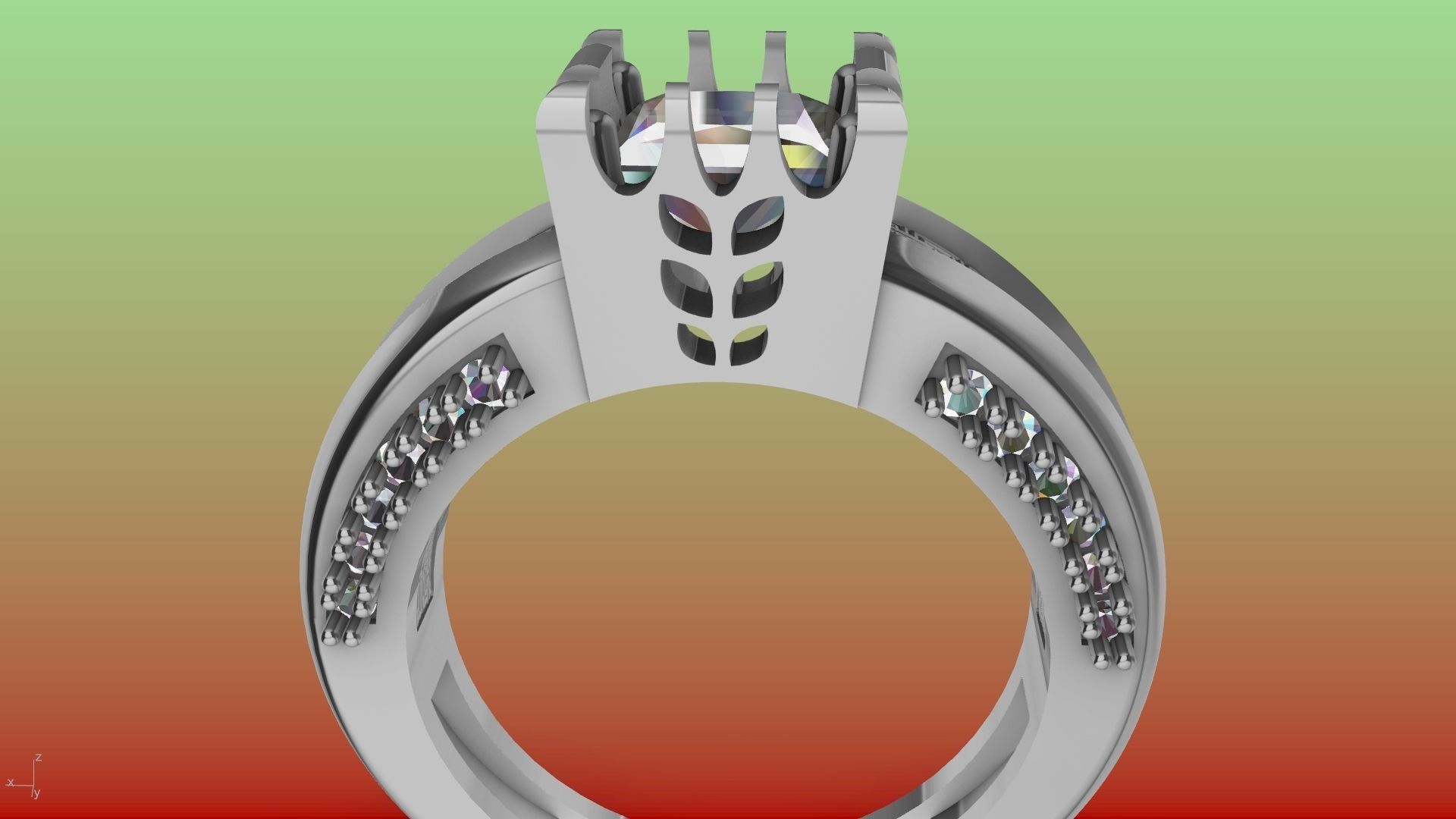 princess cut jali diamond shank ring stl verified 3D model 3D printable | CGTrader