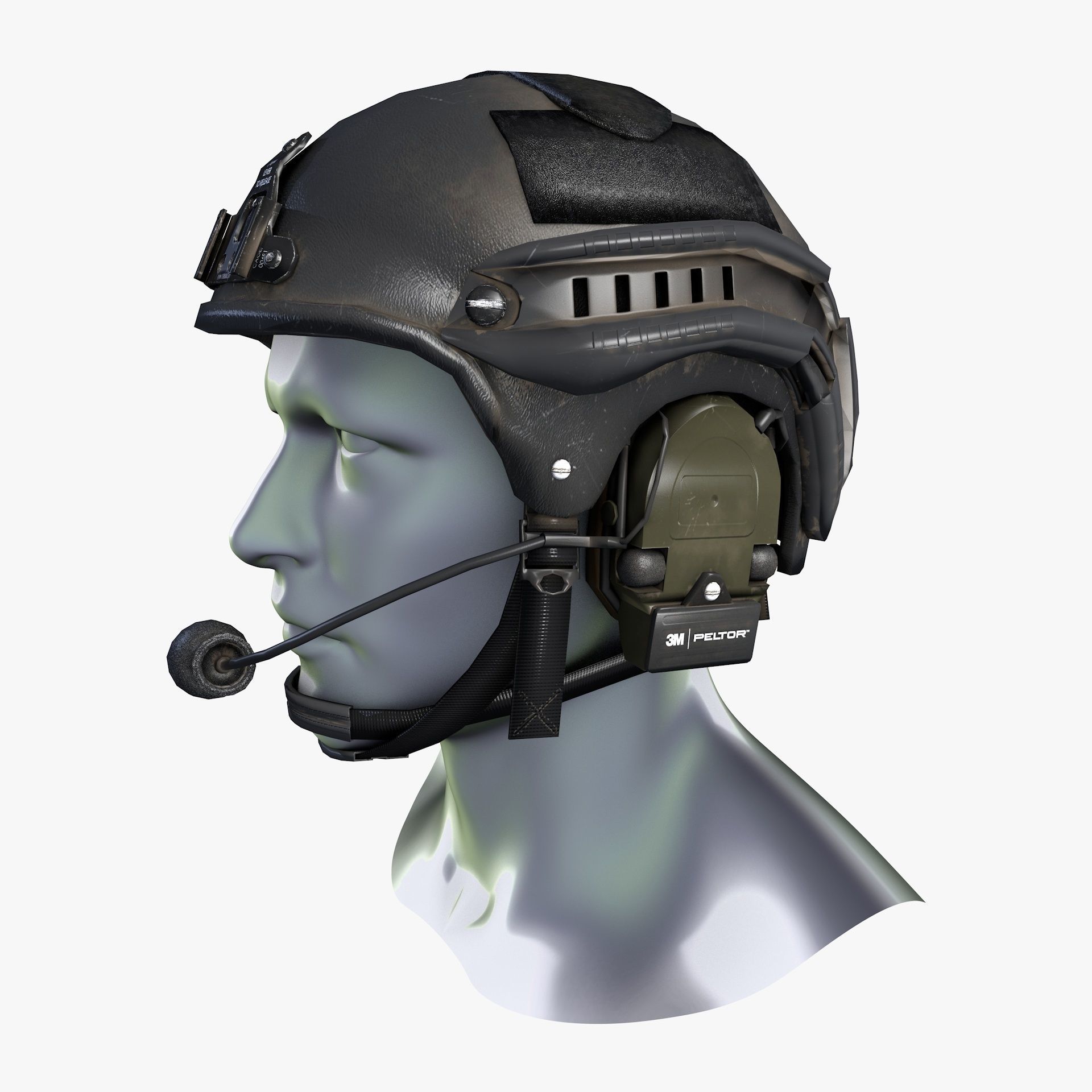 3D model Tactical Headset Military Helmet Low Poly VR / AR / low-poly ...