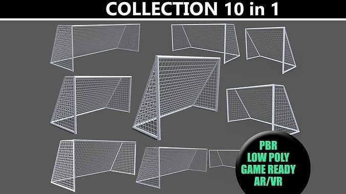 PBR Soccer Football Goal Post A-J 3D Model Collection | CGTrader