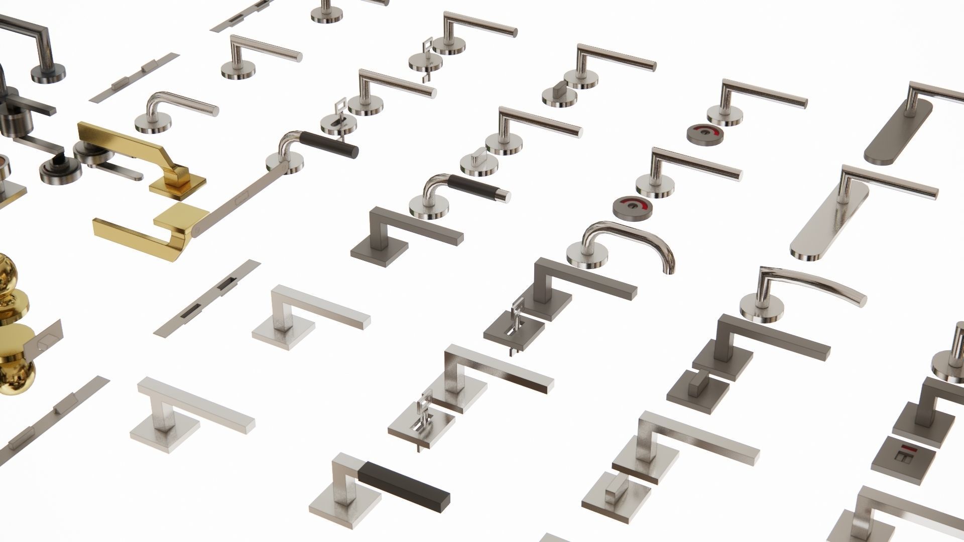 Door handle lock set 3d model 3D model | CGTrader