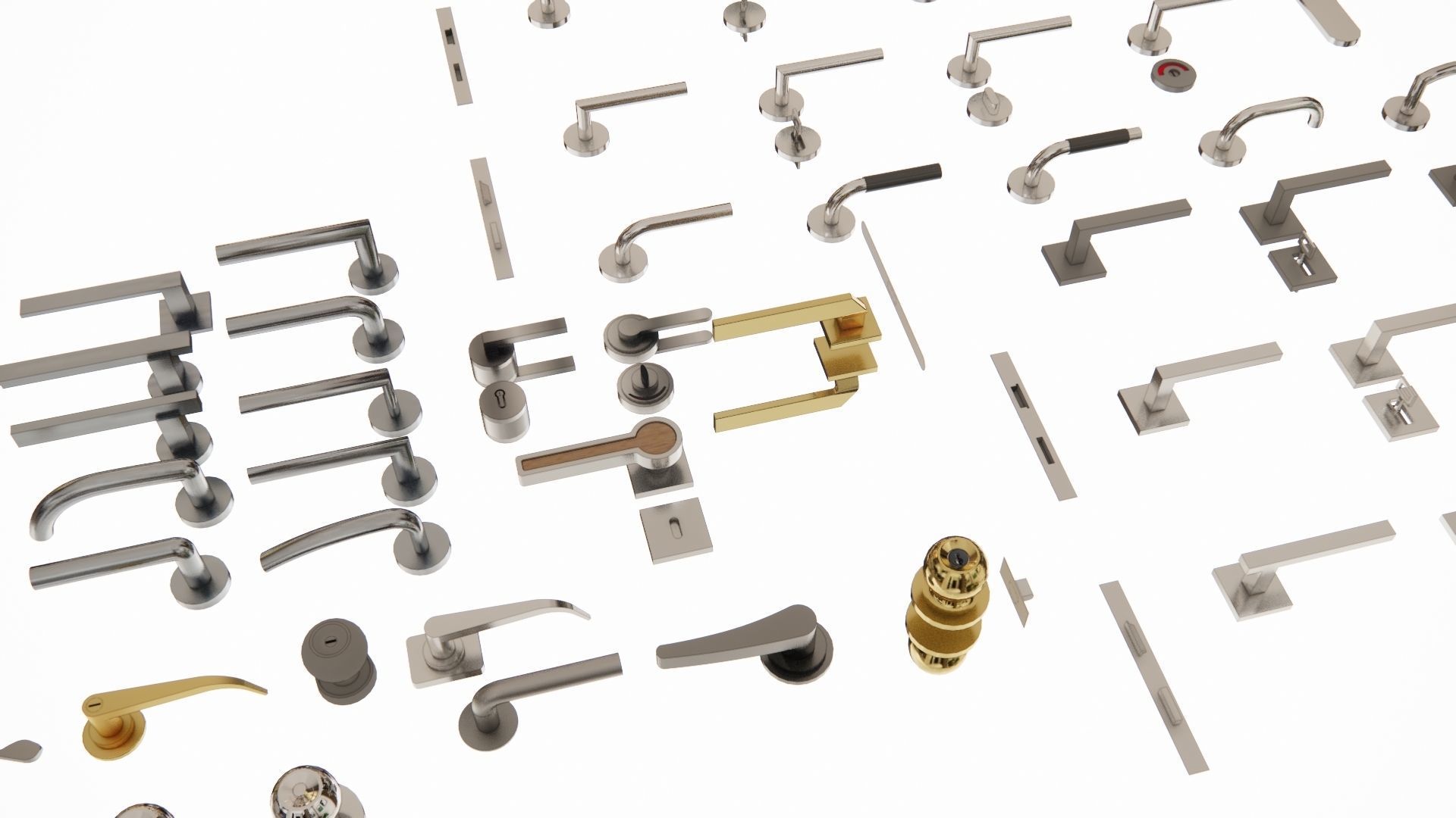 Door handle lock set 3d model 3D model | CGTrader