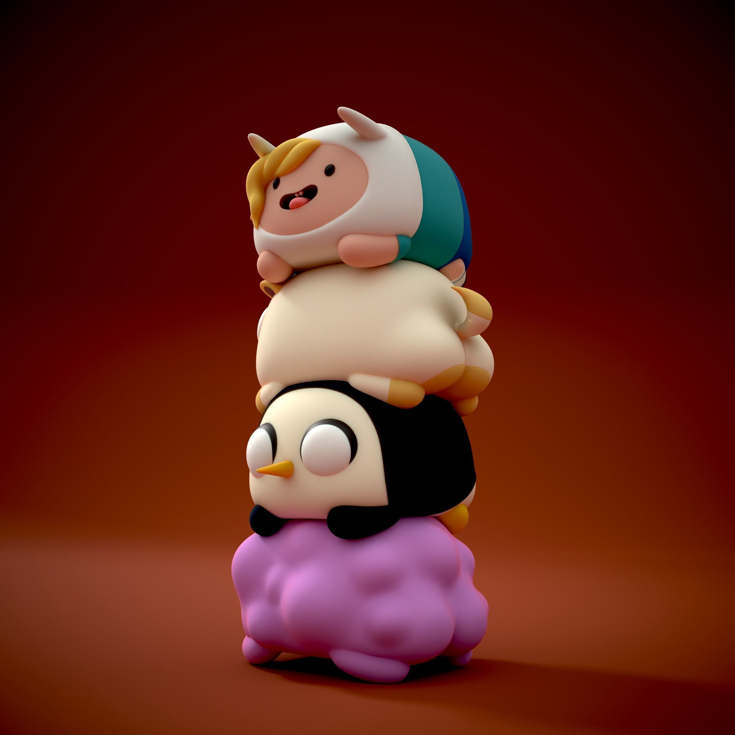 ADVENTURE TIME FANART- FIONNA CAKE LUMPY SPACE PRINCESS GUNTER 3D model ...
