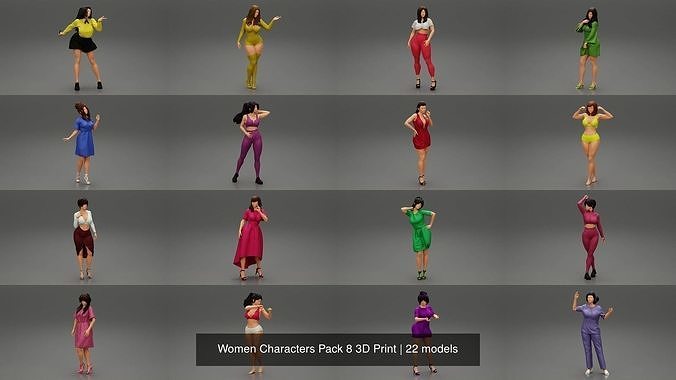 Women Characters Pack 8 3D Print 3D Model Collection | CGTrader
