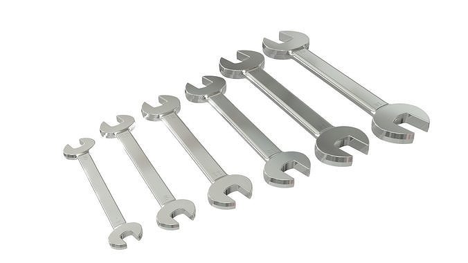 Set of 6 classic round wrenches conforming to JIS standards 3D model 3D ...