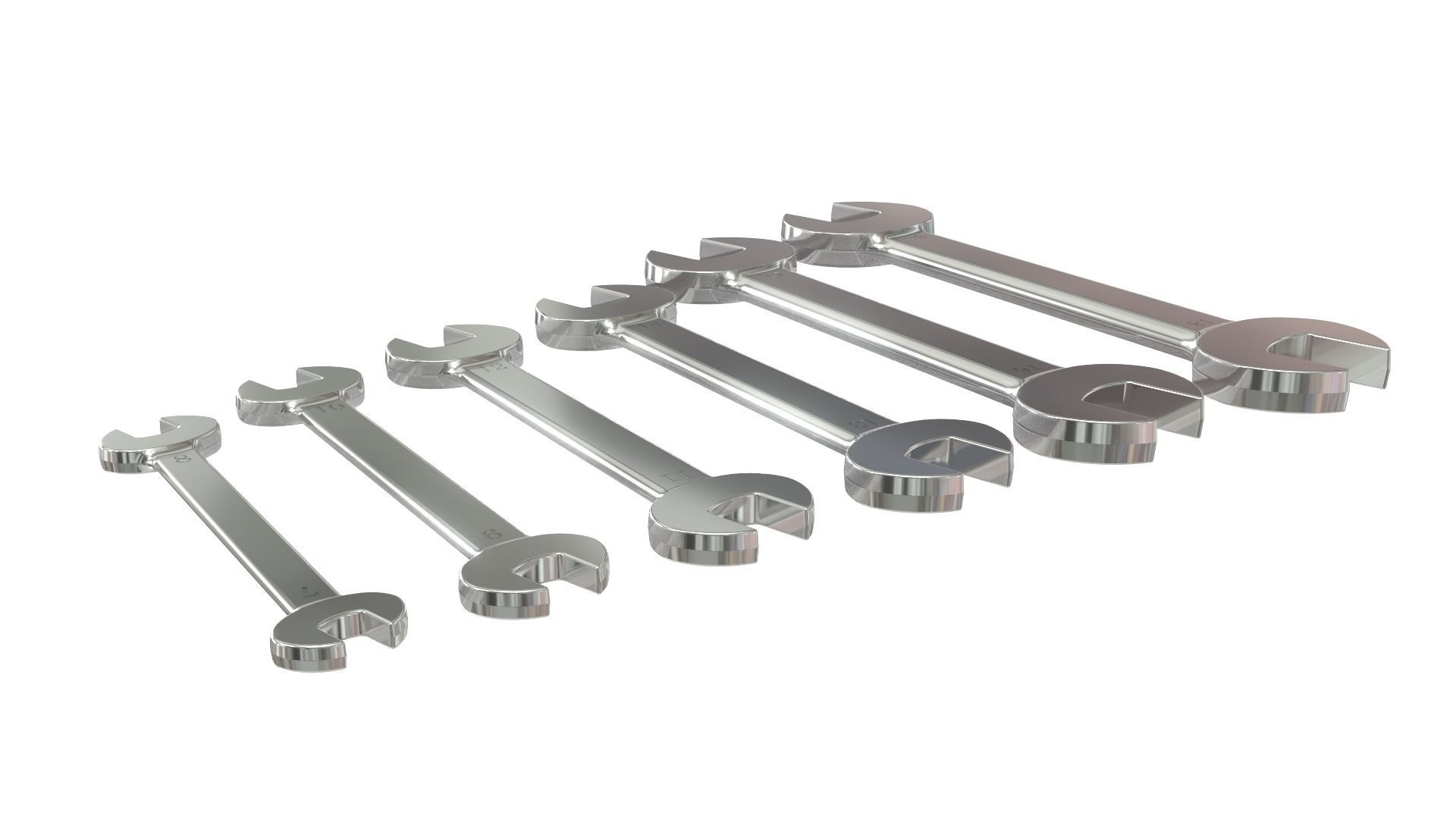 Set of 6 classic round wrenches conforming to JIS standards 3D model 3D ...