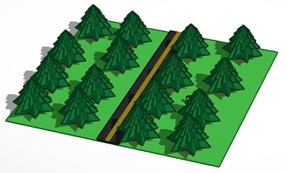 Forest with road 3D model 3D printable | CGTrader