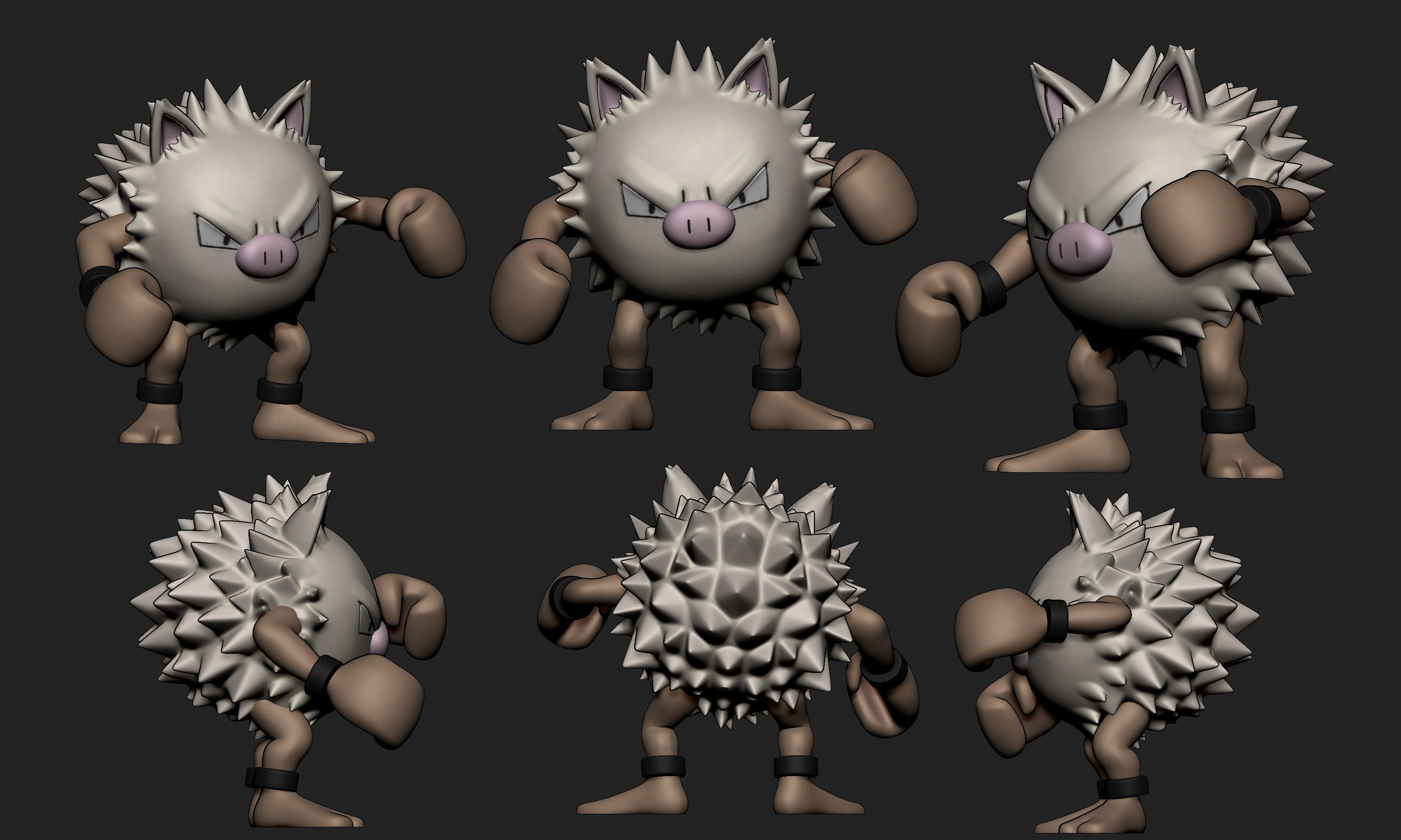 Pokemon - Mankey and Primeape with 2 poses each 3D model 3D printable ...