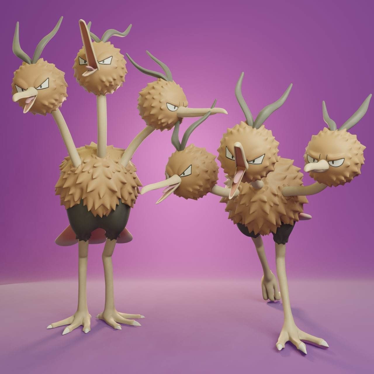 Pokemon - Dodrio with 2 poses 3D model 3D printable | CGTrader