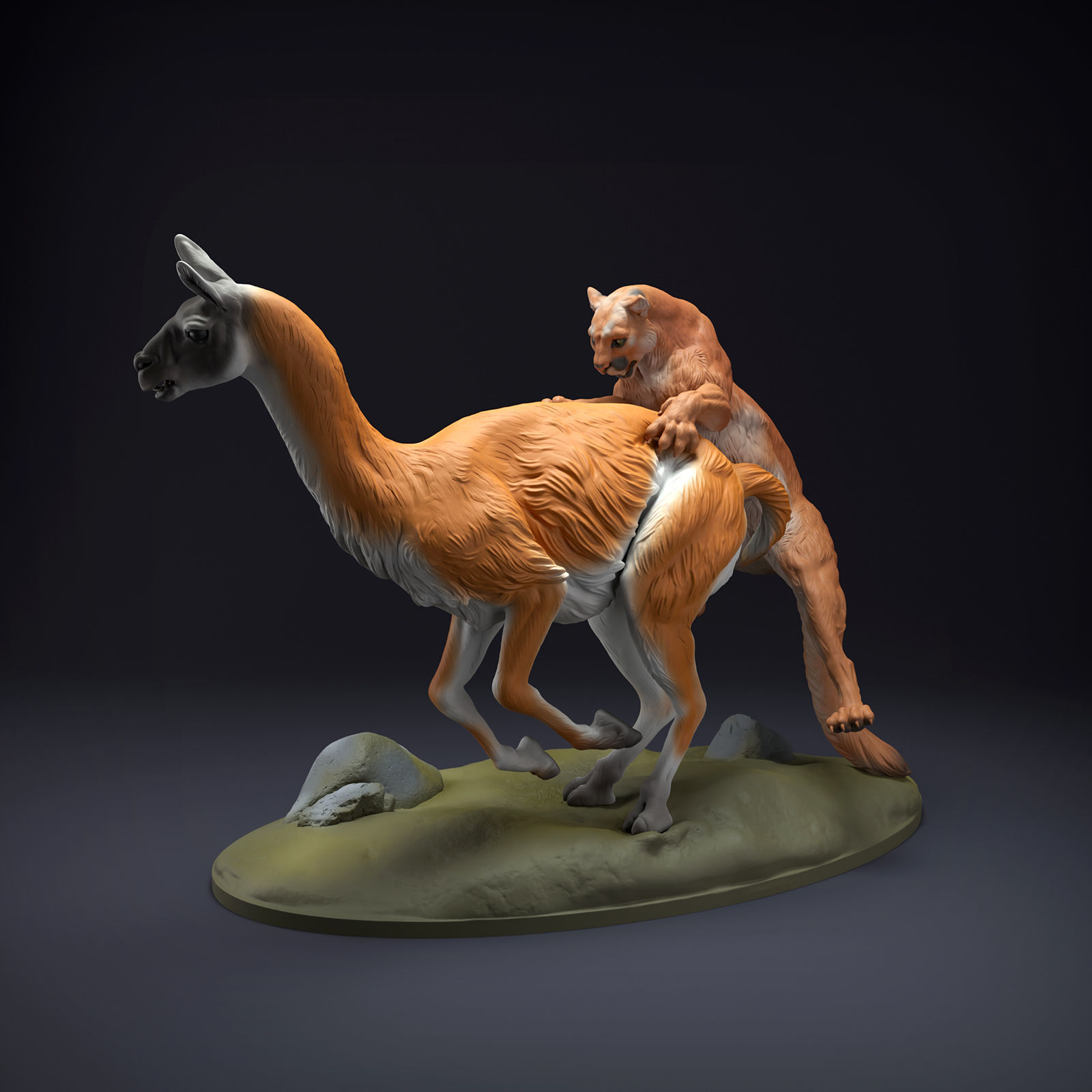 Mountain Lion Guanaco Hunt for 3D Printing 3D model 3D printable | CGTrader