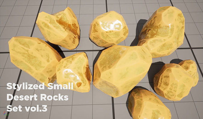 3D model Stylized Small-Size Desert Rocks Set vol 03 VR / AR / low-poly ...