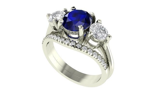 Beautiful ring with blue stone 3D model 3D printable | CGTrader