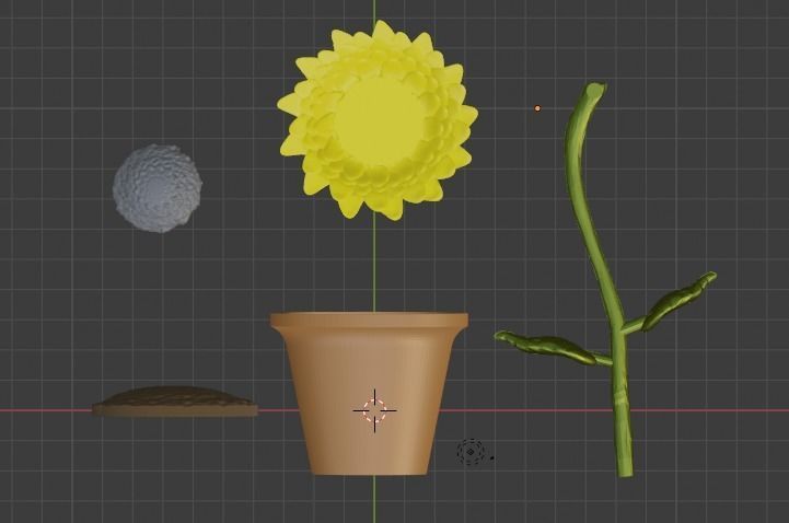 Sunflower in pot 3D model 3D printable | CGTrader