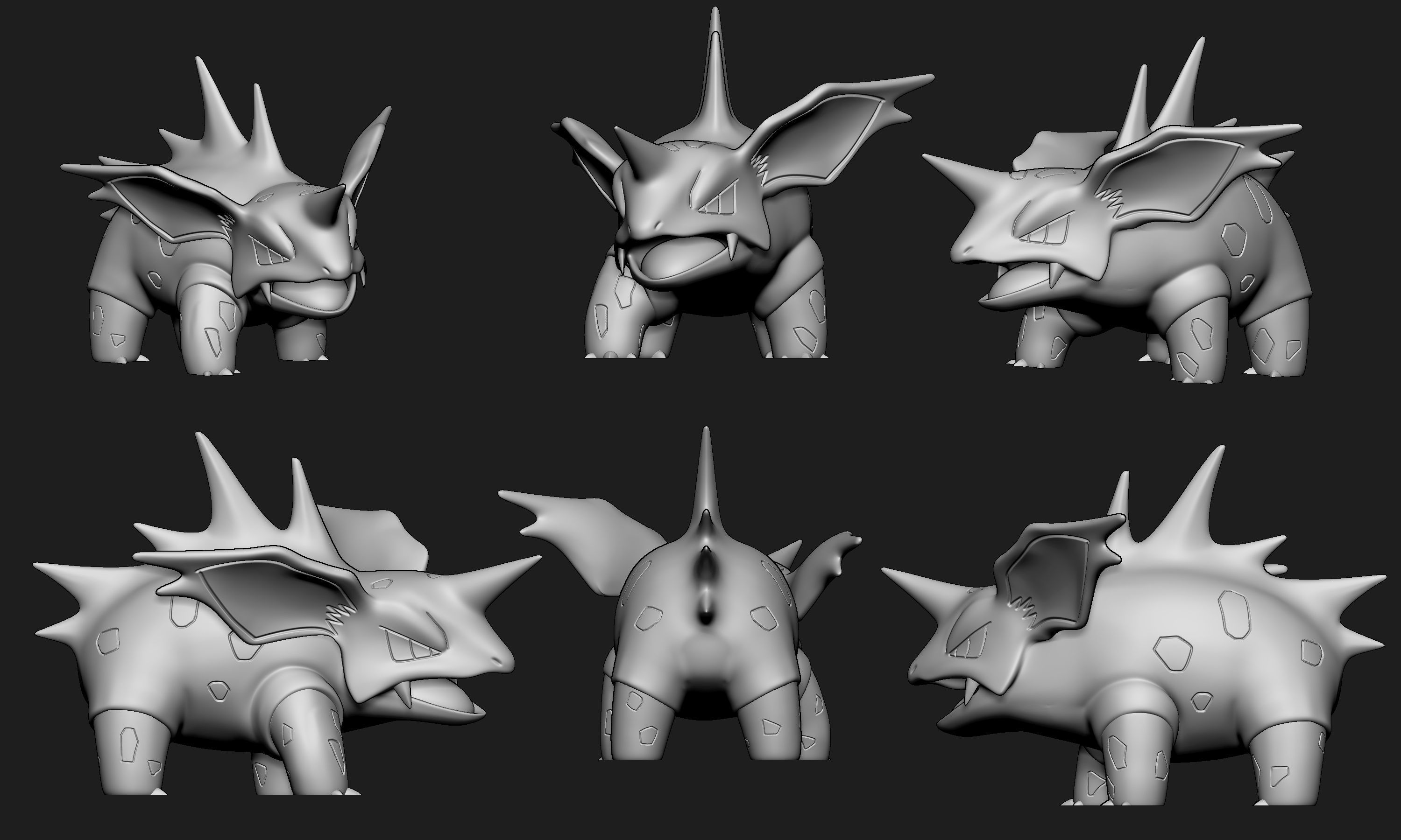 Pokemon - Nidoran Male Nidorino and Nidoking with 2 poses 3D model 3D printable | CGTrader
