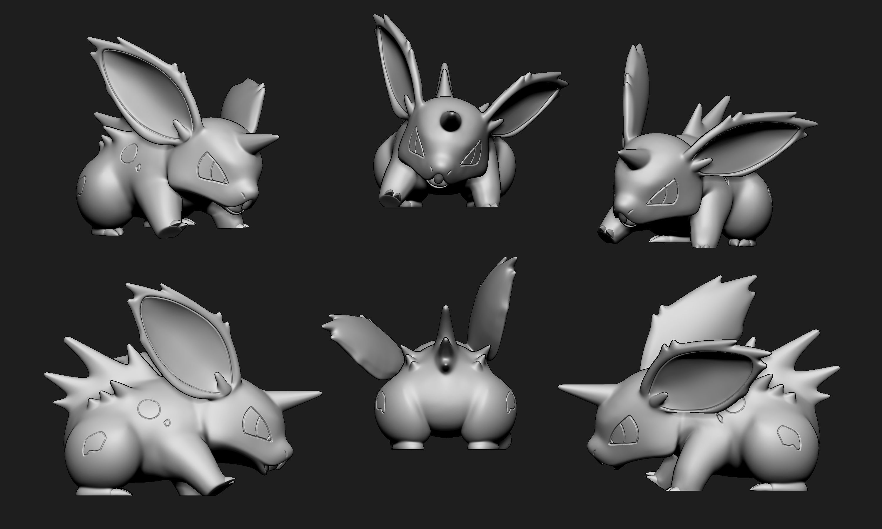 Pokemon - Nidoran Male Nidorino and Nidoking with 2 poses 3D model 3D printable | CGTrader