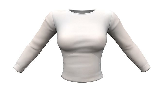 3D model Round Boat Neck Long Sleeves Top VR / AR / low-poly | CGTrader