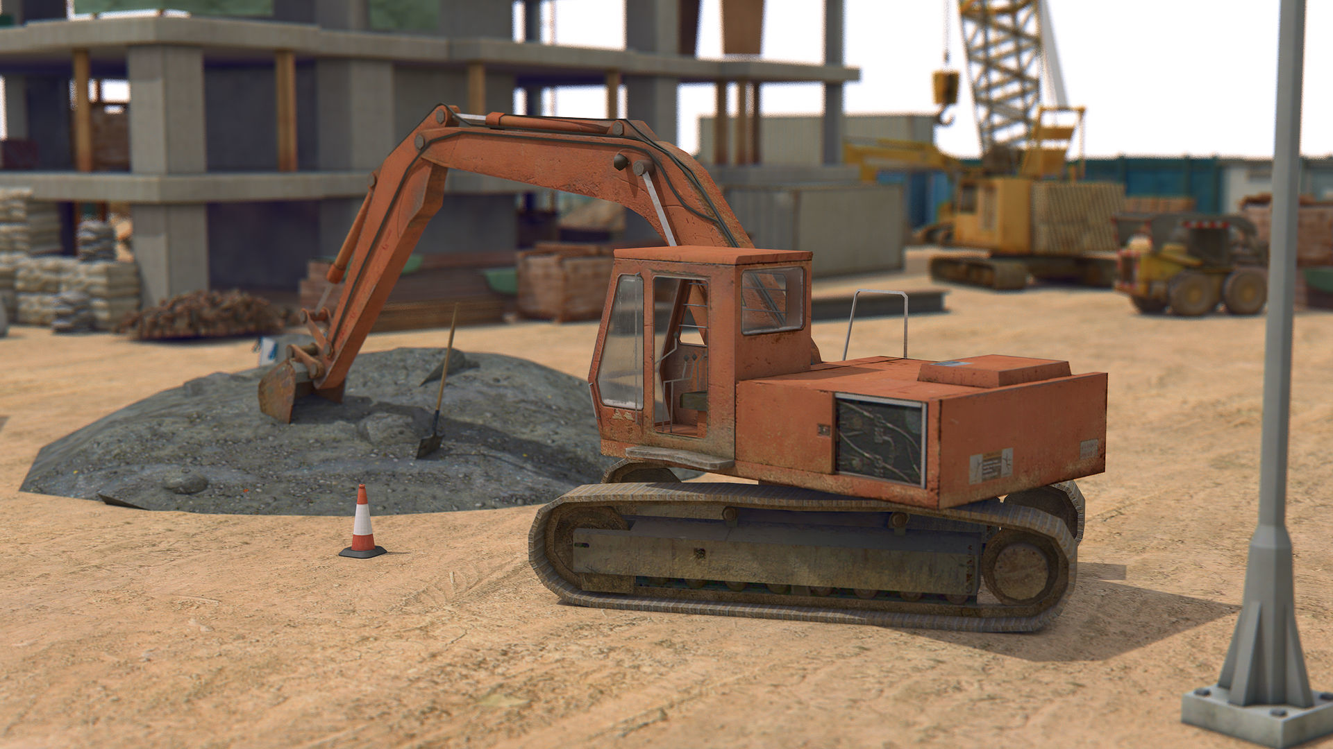 3D model First Stage of Building Construction Scene VR / AR / low-poly ...