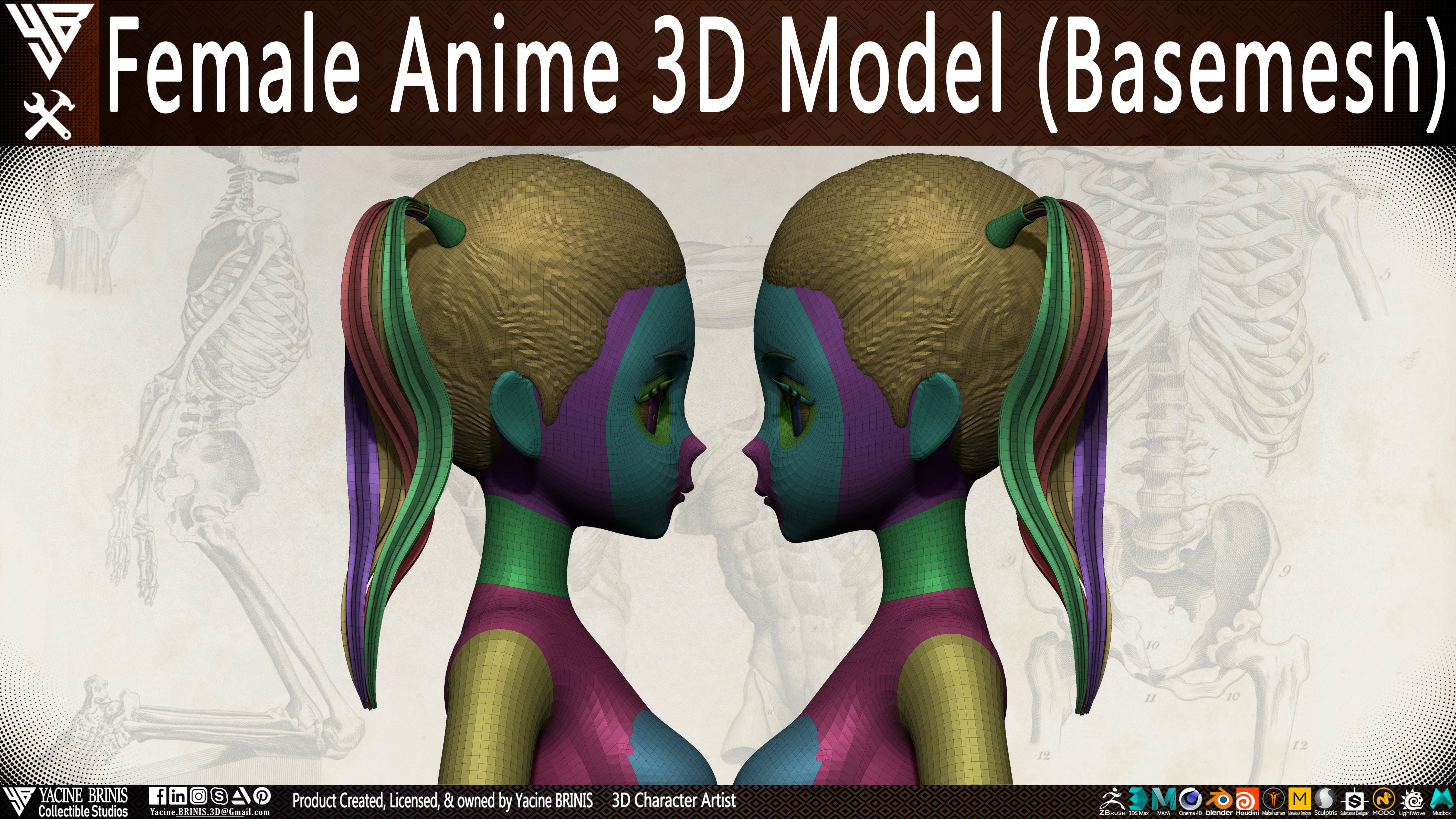 3D model Female Anime Base-mesh 3D Model Vol 01 VR / AR / low-poly ...