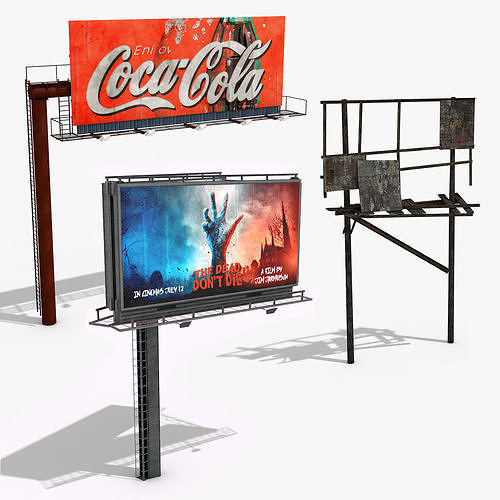 3D model Lowpolygonal Street Billboards 3D Models VR / AR / low-poly ...