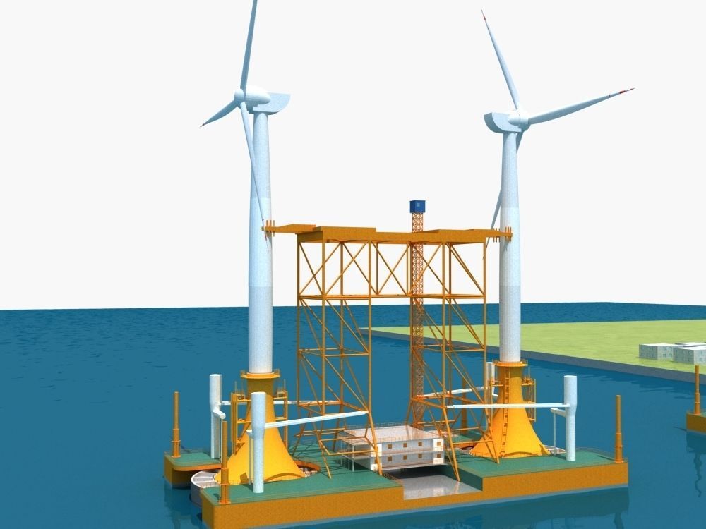 Offshore Wind Power Station 3D model | CGTrader