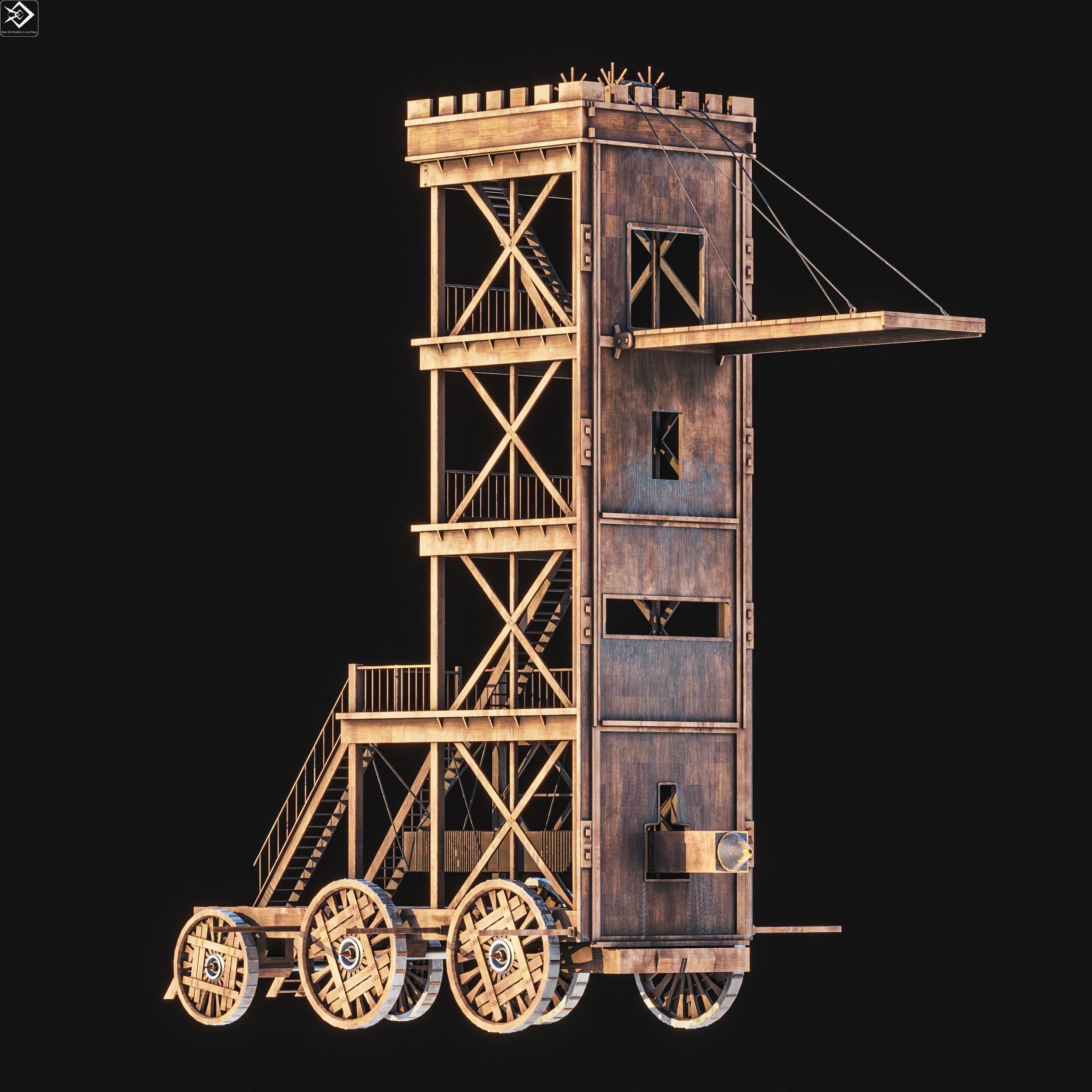 3D model Siege Tower VR / AR / low-poly | CGTrader