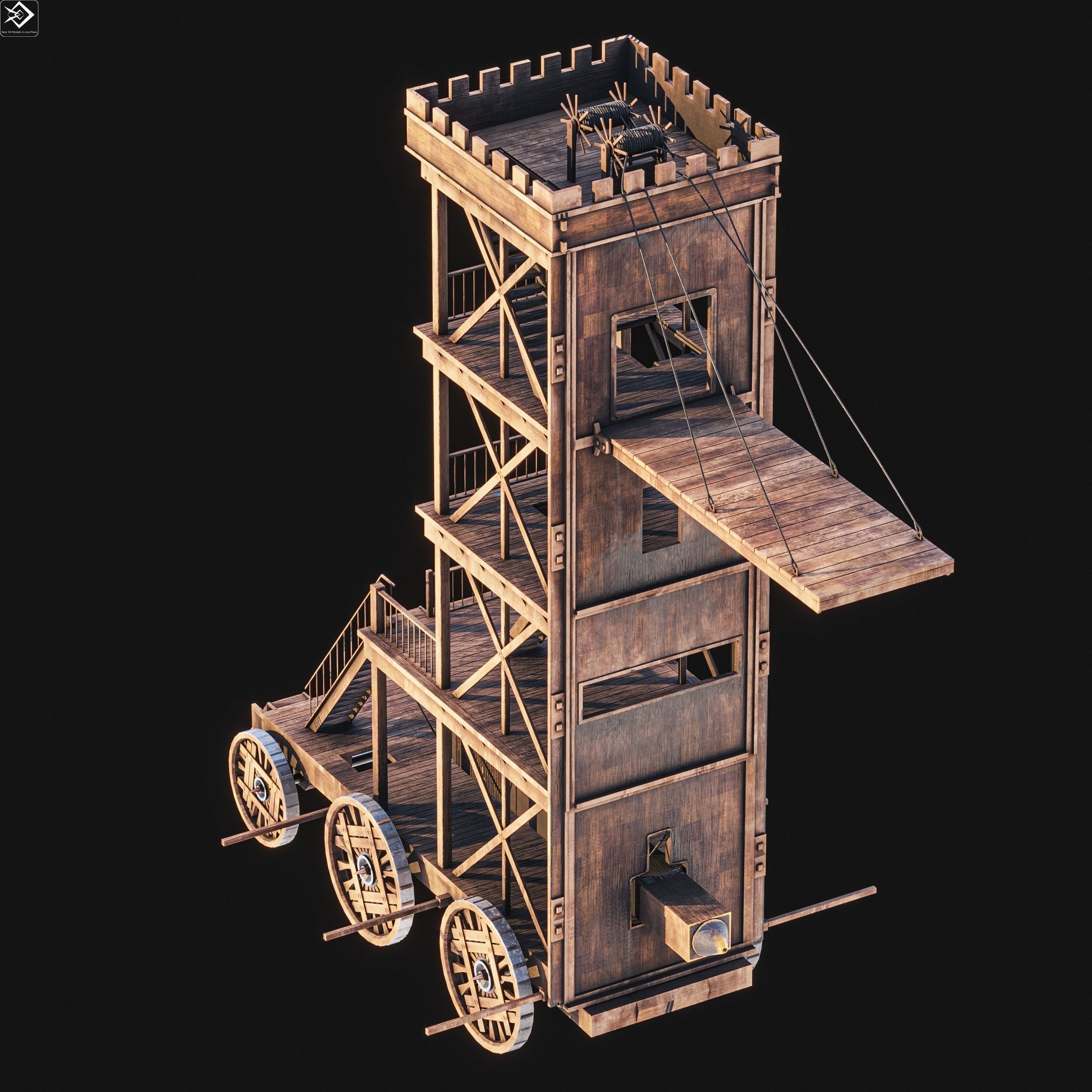 3D model Siege Tower VR / AR / low-poly | CGTrader