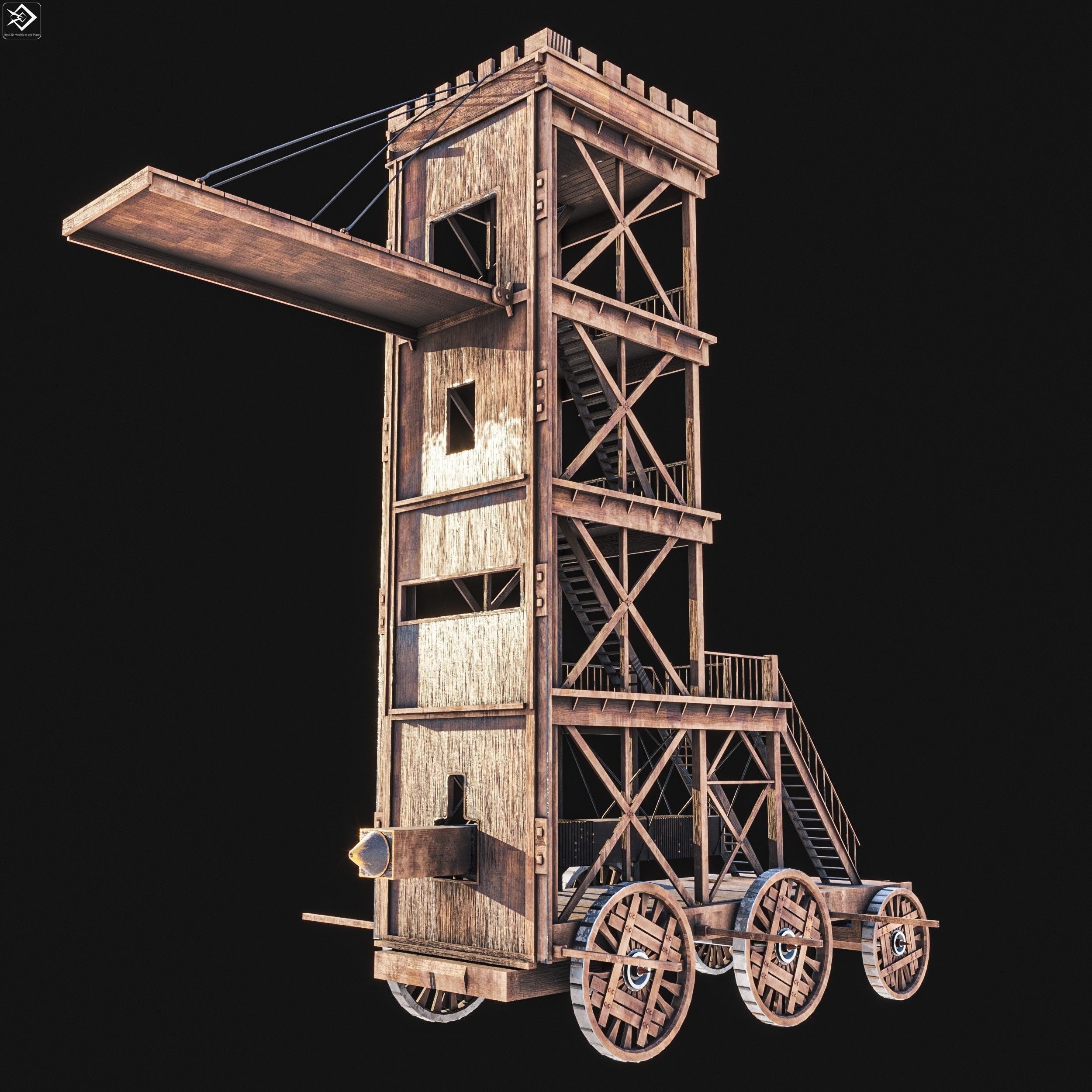 3D model Siege Tower VR / AR / low-poly | CGTrader