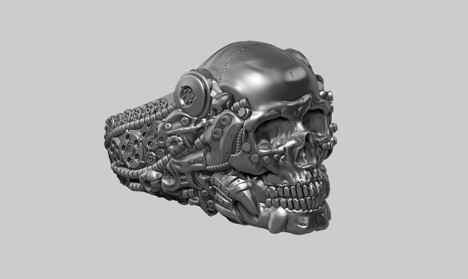 skull robotic ring a22 3d print model 3D model 3D printable | CGTrader
