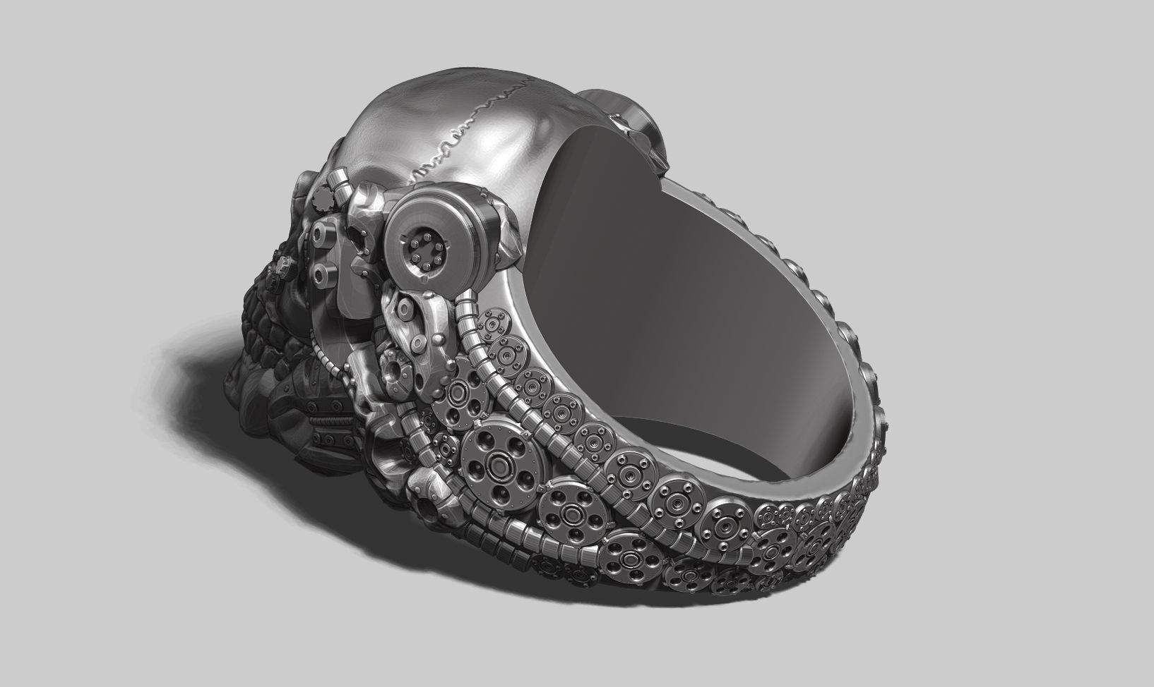skull robotic ring a22 3d print model 3D model 3D printable | CGTrader