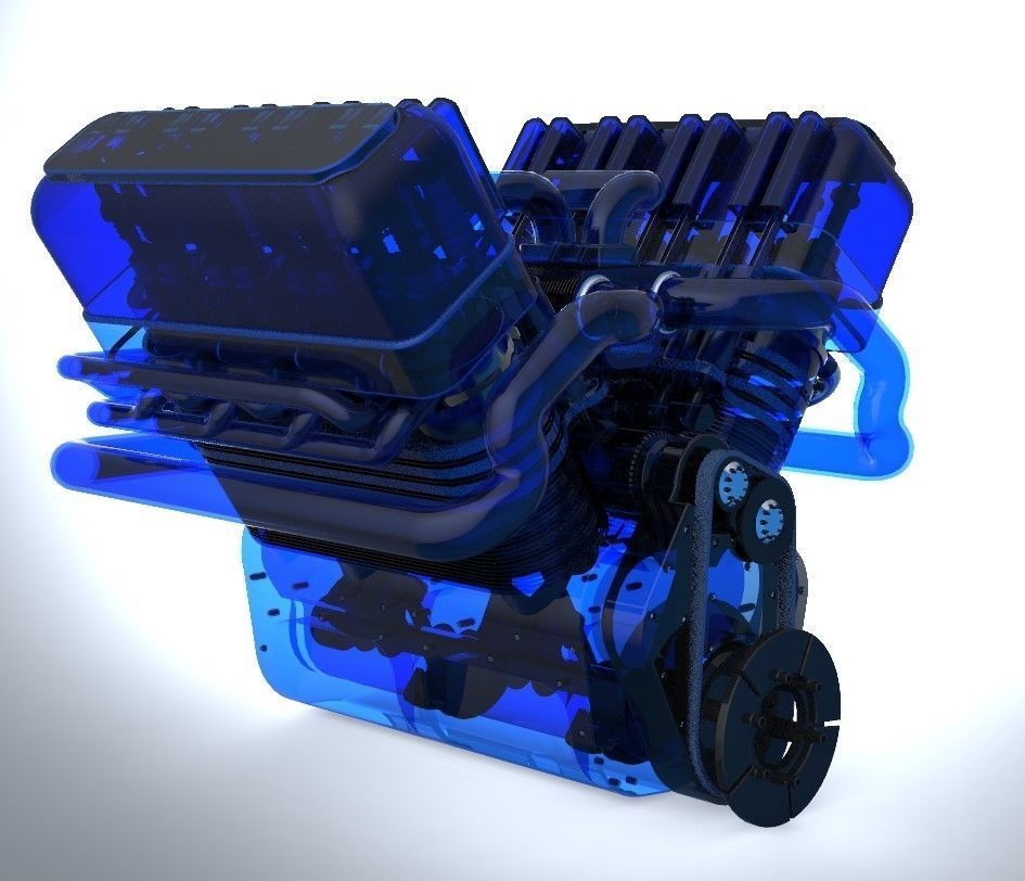 V8 engine or eight-cylinder engine 3D model | CGTrader