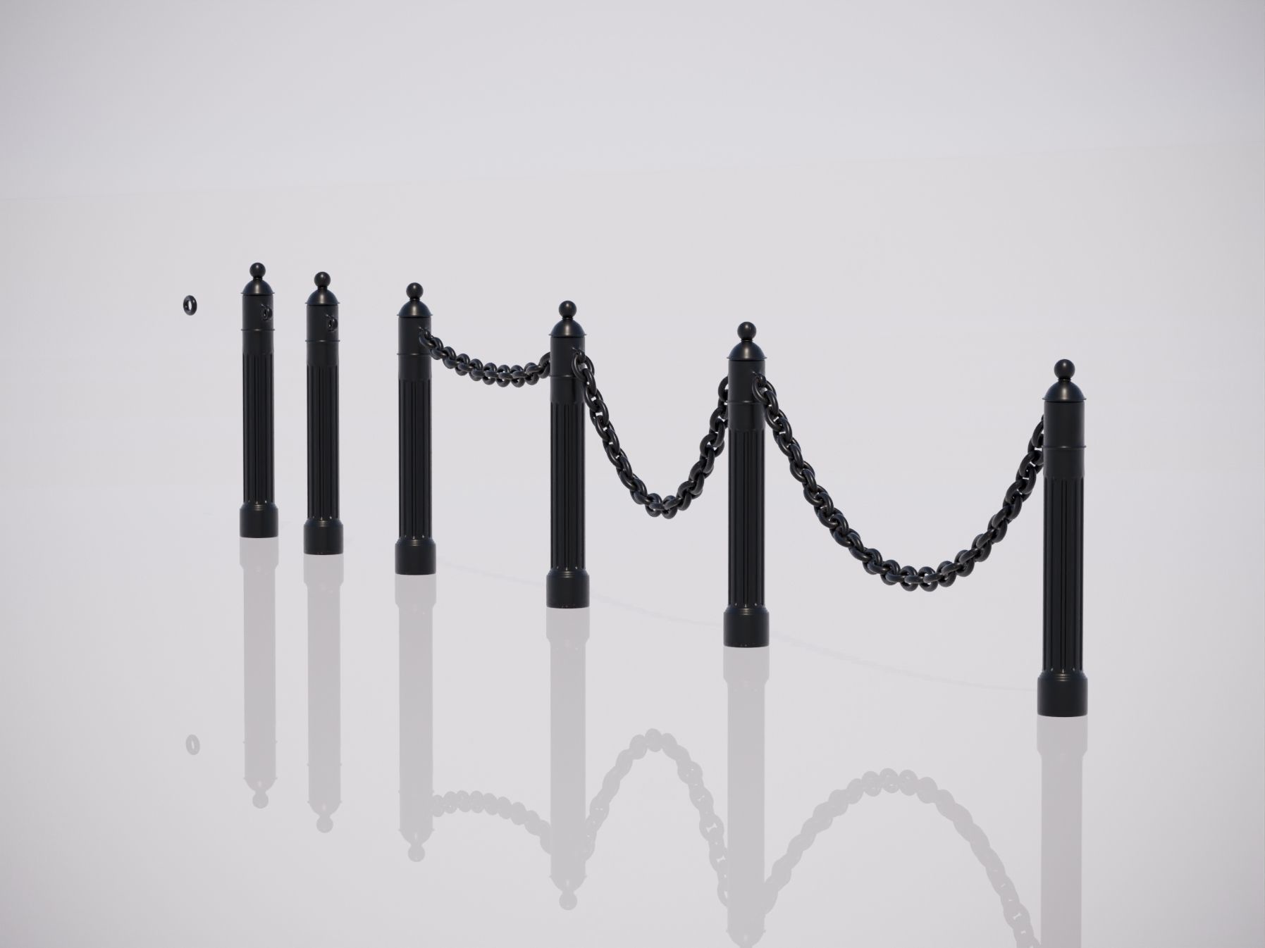 STREET BOLLARD WITH CHAIN LINK 3D model | CGTrader