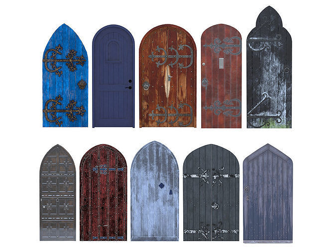 3D model 10 Castle Doors Low Poly Collection VR / AR / low-poly | CGTrader