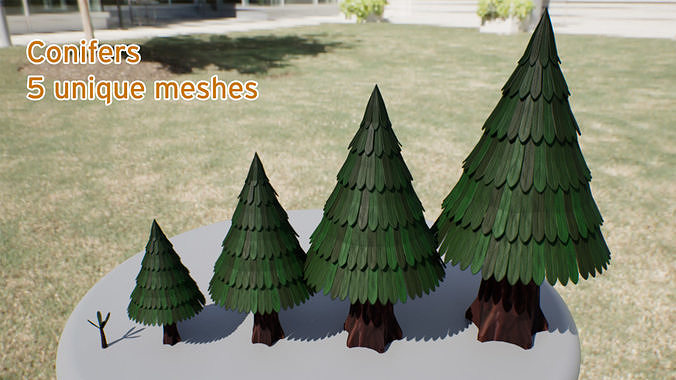 3D model Stylized Conifer collection in the style of Animal Crossing VR ...