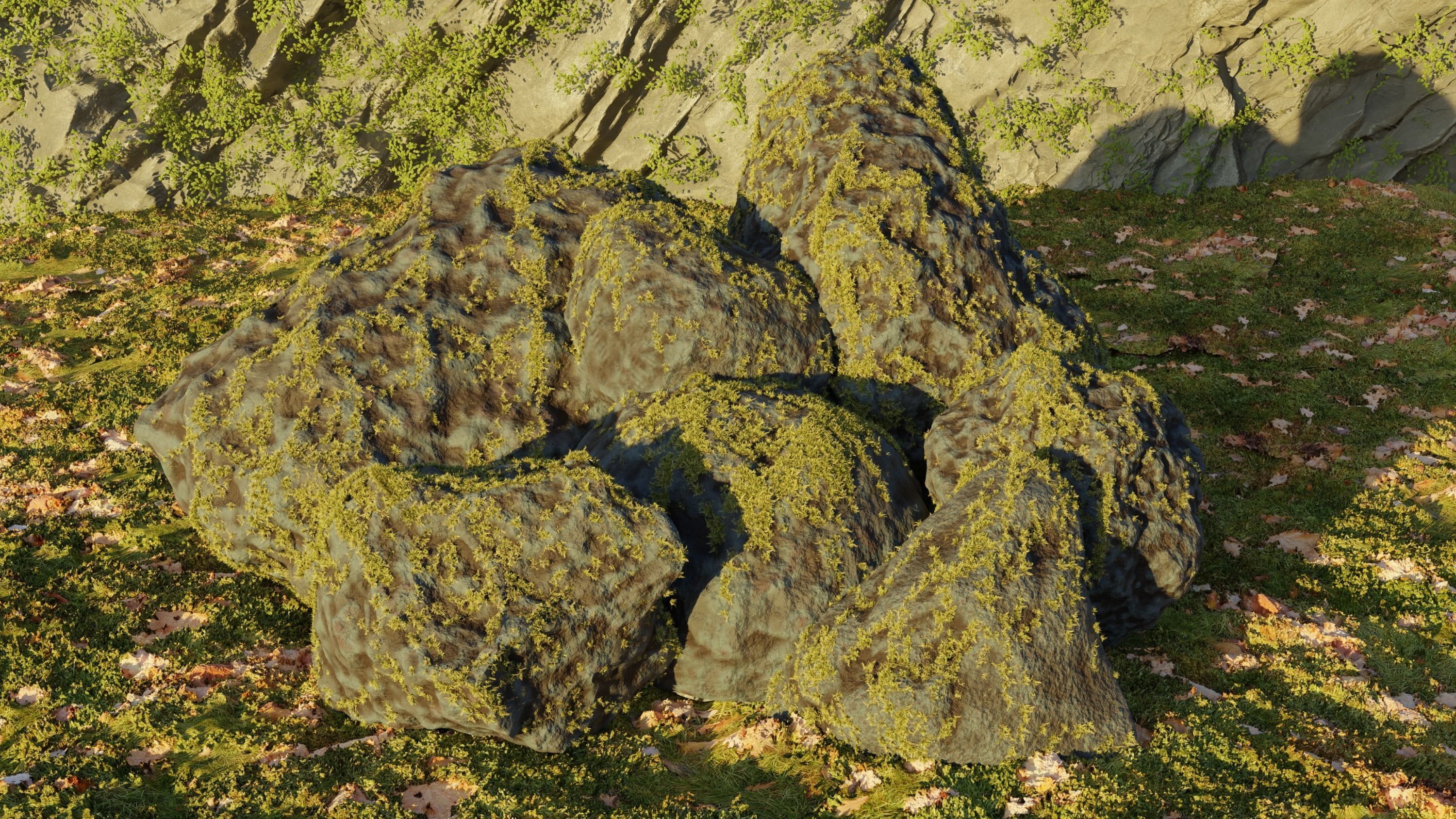 3D model Set of stones with moss VR / AR / low-poly | CGTrader