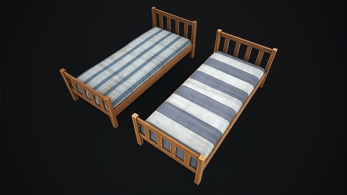 3D model Wooden simple single bed VR / AR / low-poly | CGTrader