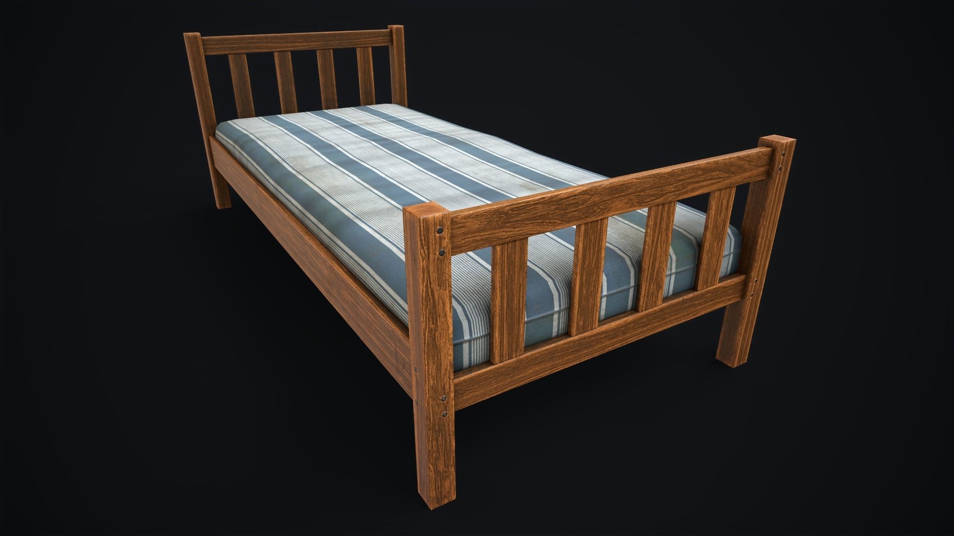 3D model Wooden simple single bed VR / AR / low-poly | CGTrader