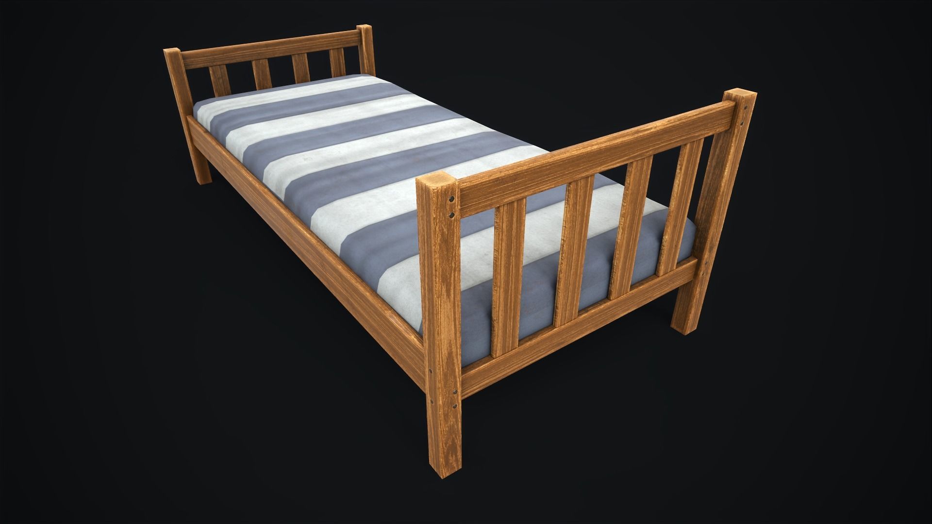 3D model Wooden simple single bed VR / AR / low-poly | CGTrader