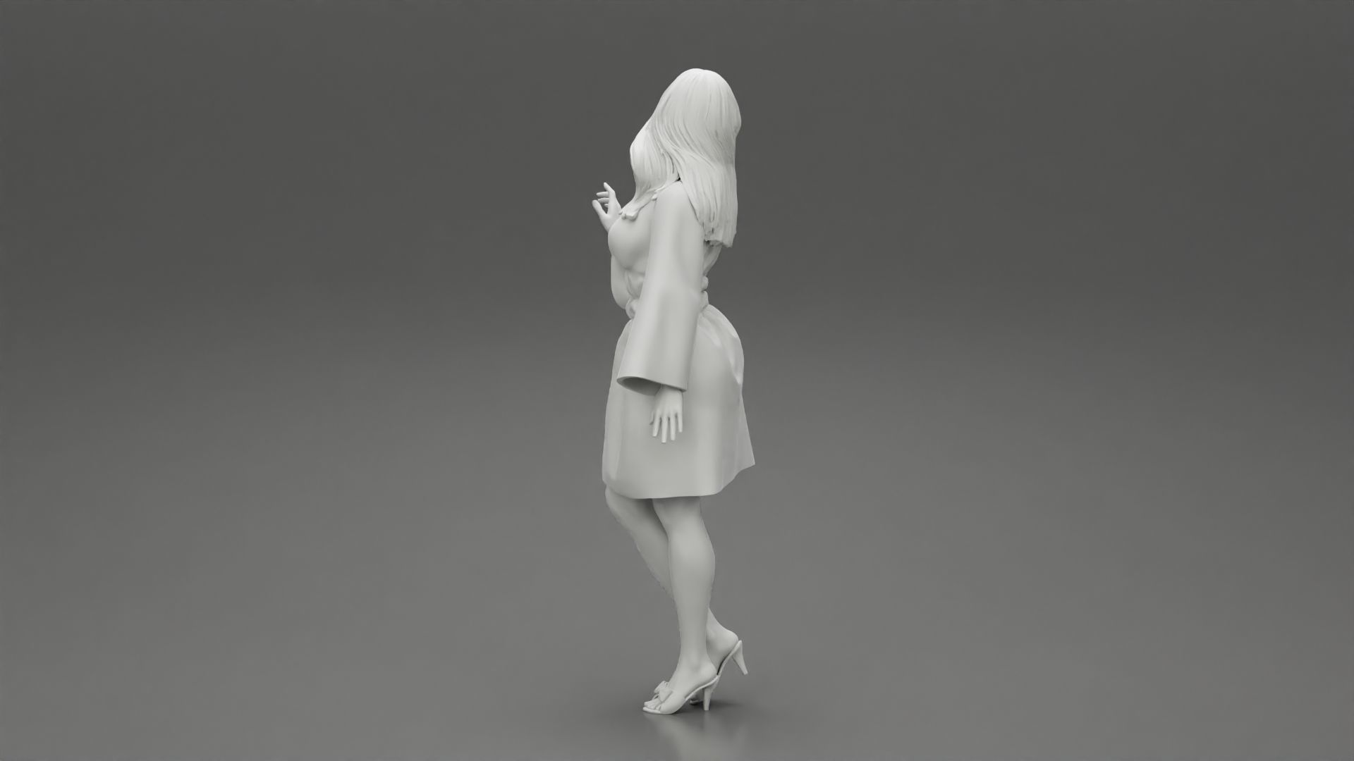 Beautiful woman with long hair standing and posing 3D model 3D ...