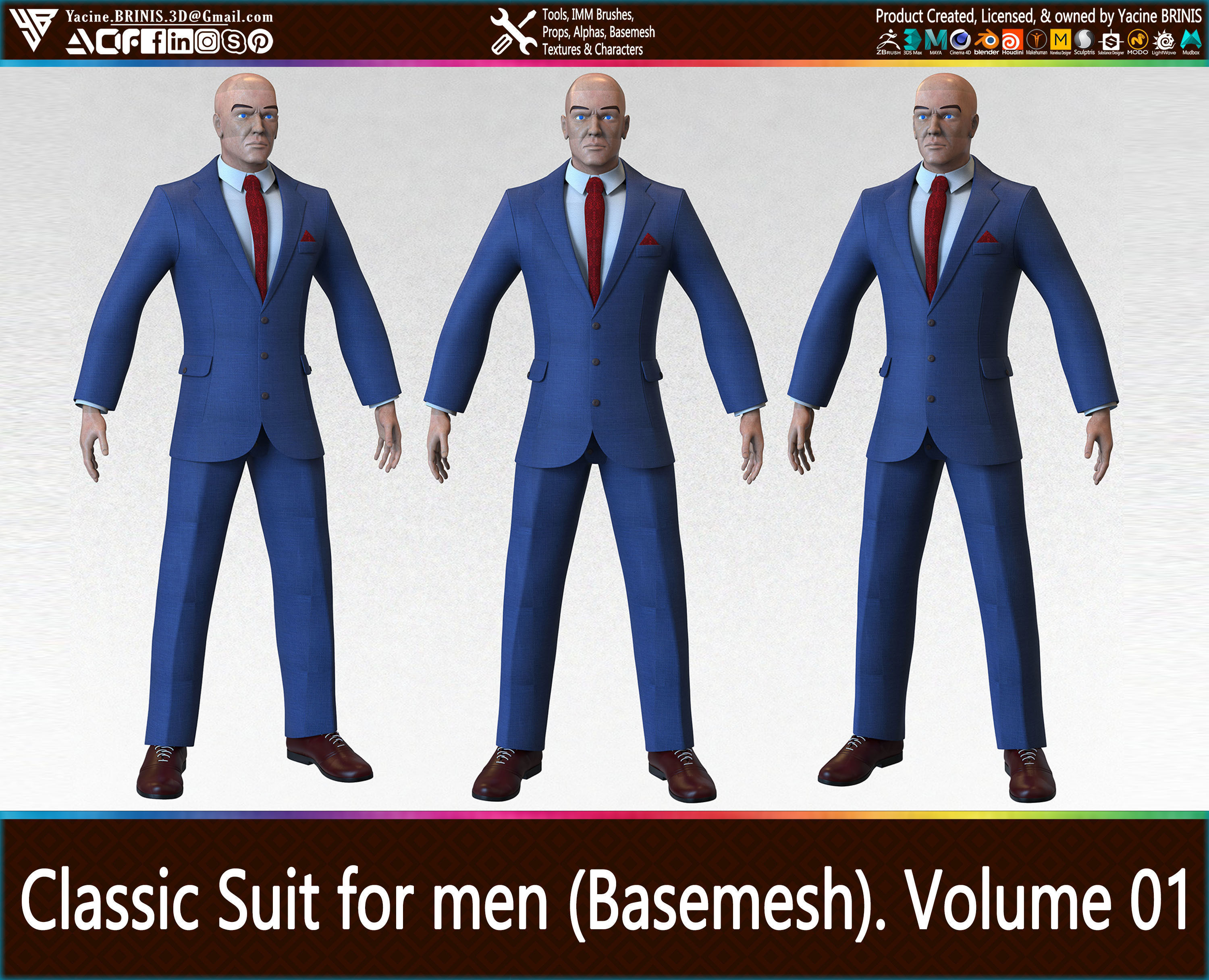 3D model Classic Suit for men Basemesh Vol 01 VR / AR / low-poly | CGTrader